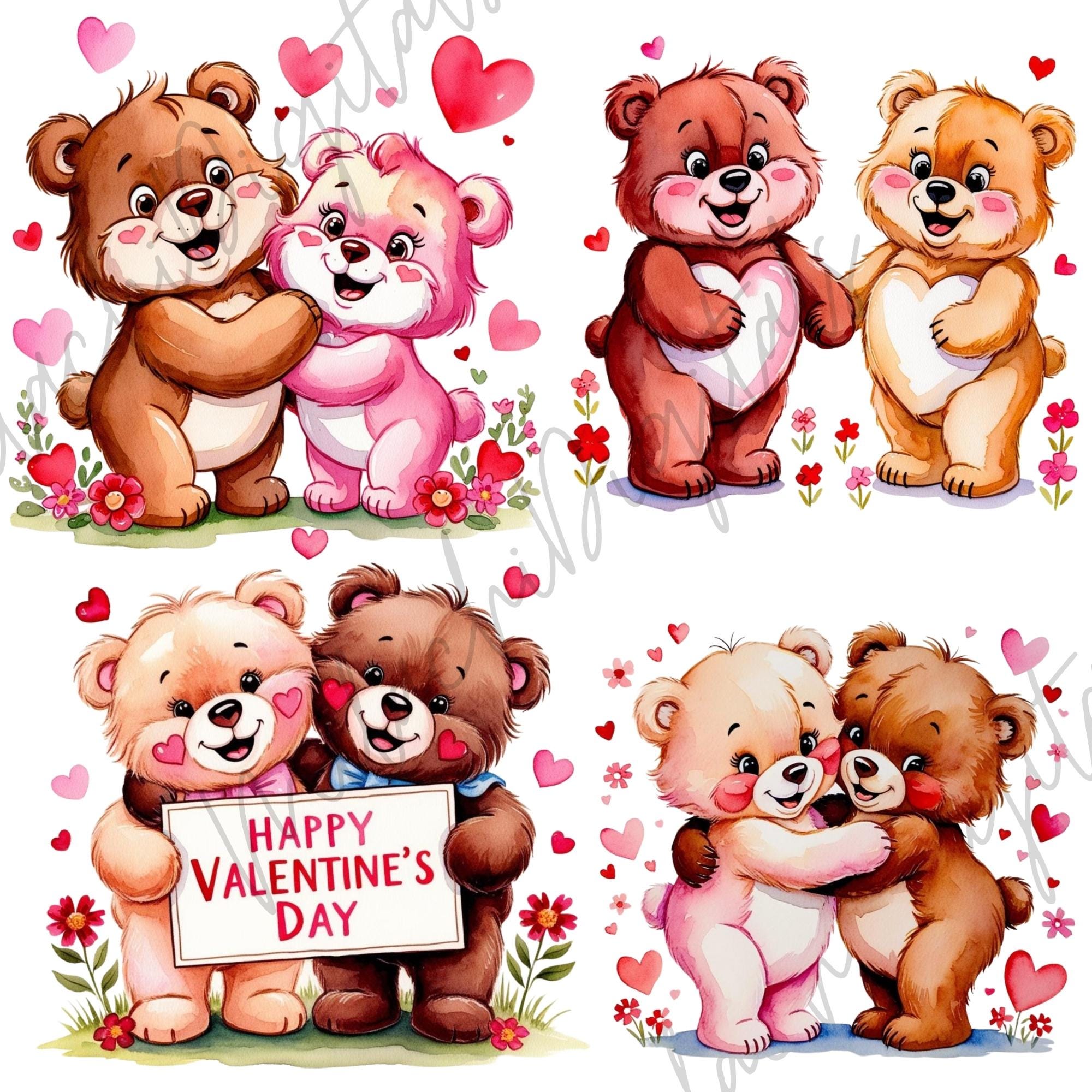 Valentine’s Day Bear Clipart, 12 PNG Images With Transparent Background ...