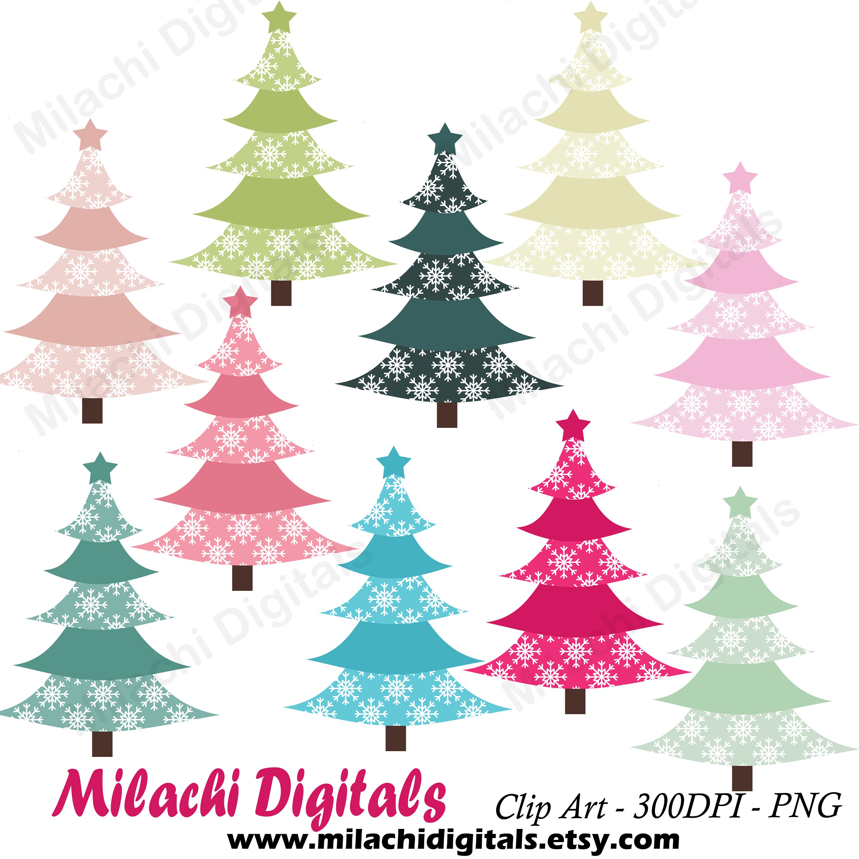 Christmas tree clipart holiday scrapbook elements winter tree | Etsy