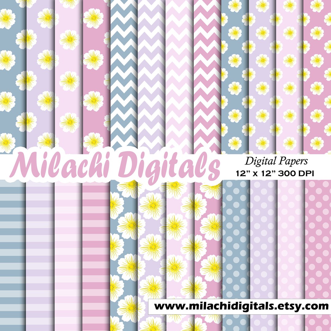 Floral Digital Paper Cherry Blossom Scrapbook Paper Floral Pattern ...