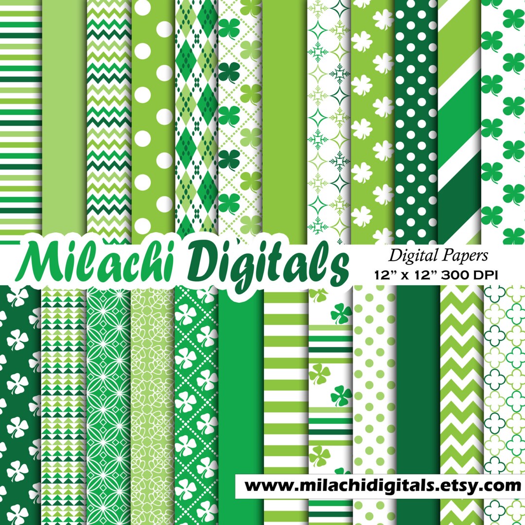 St. Patrick's Day Digital Paper, Background, Scrapbook Papers, Stripes ...