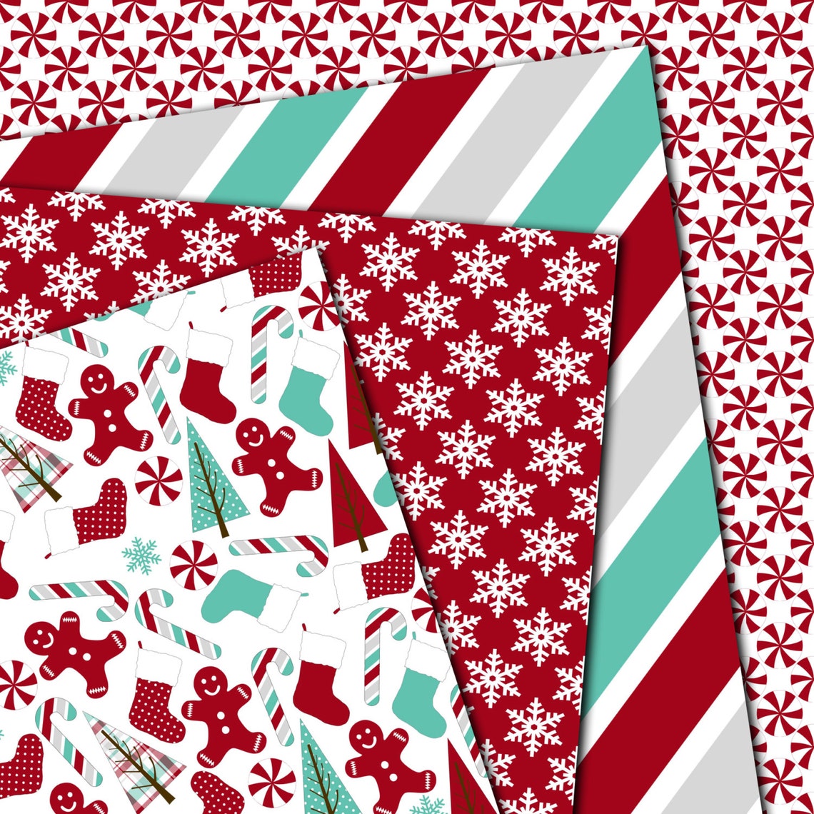 Christmas Digital Paper Holiday Scrapbook Papers Snowflake - Etsy
