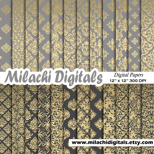 Red and Gold Damask Digital Paper Seamless Damask Patterns - Etsy