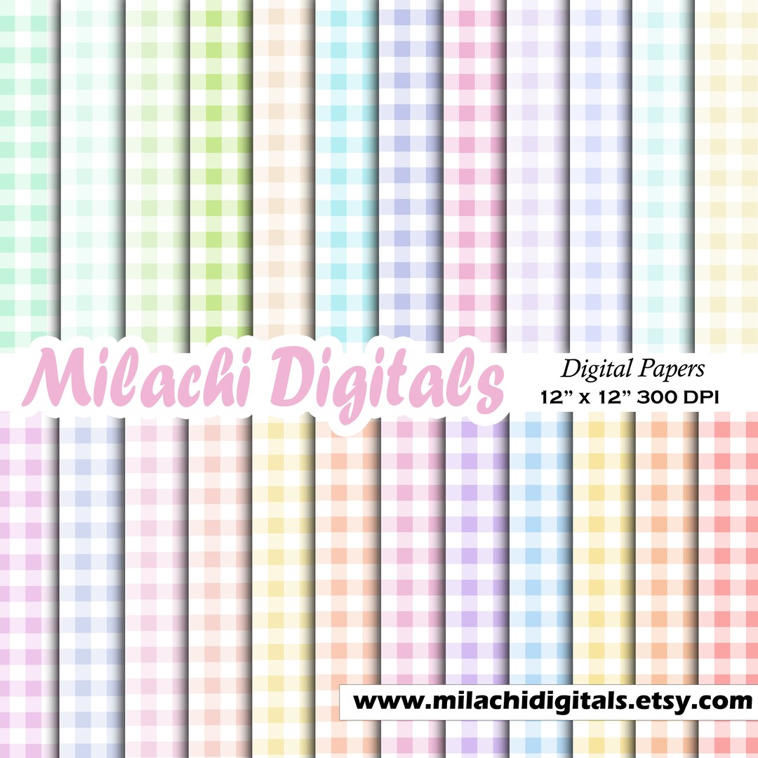 Gingham Digital Paper, Easter Scrapbook Papers, Seamless Backgrounds ...