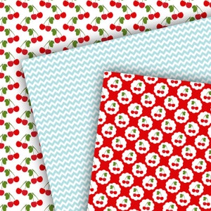 Cherries Digital Paper, Seamless Backgrounds, Cherry Scrapbook Papers ...