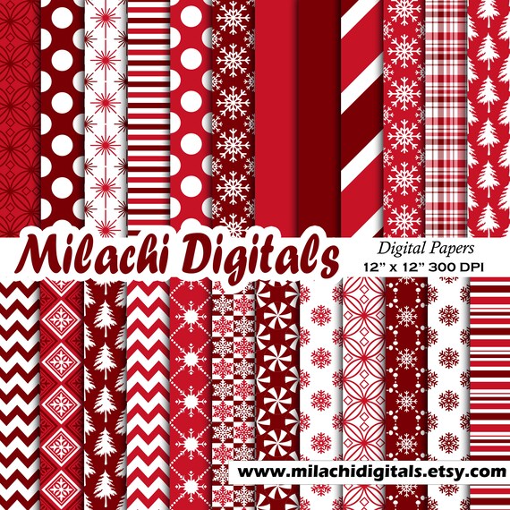 Christmas Digital Paper Holiday Scrapbook Papers Snowflake | Etsy