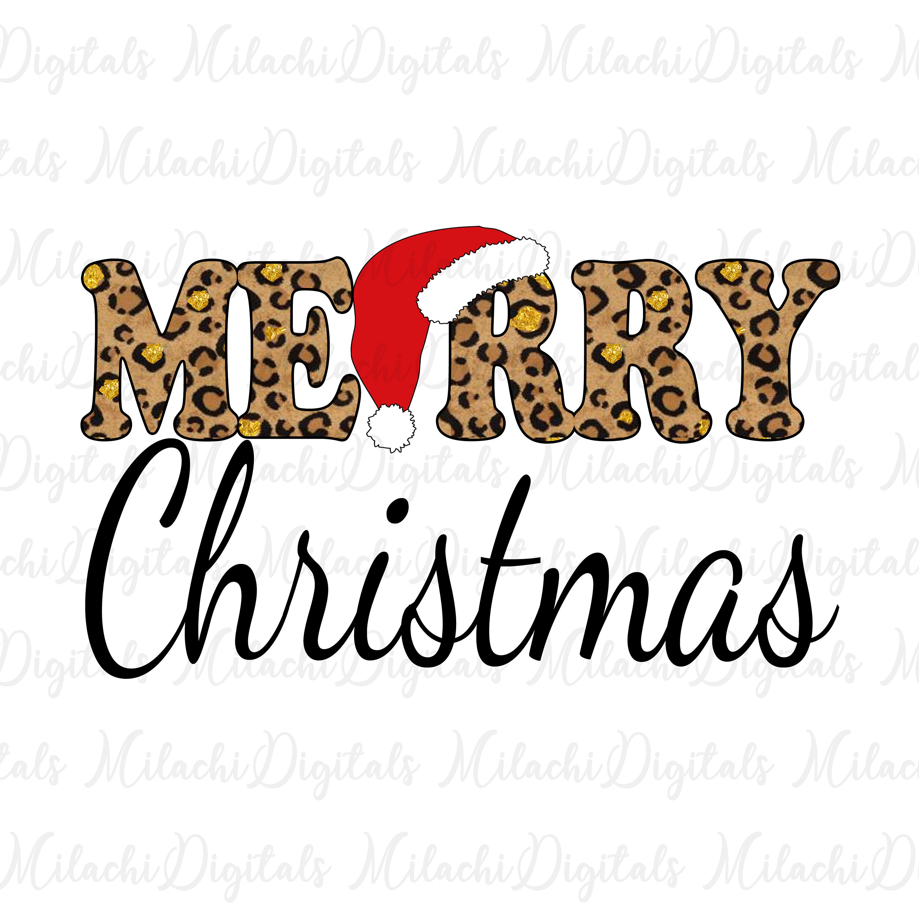 Leopard Print Merry Christmas PNG Sublimation Download DTG | Etsy