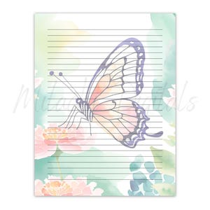 Butterfly Stationery Printable, Journal Paper, Letter Writing Paper ...