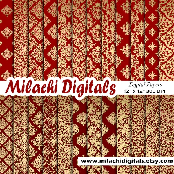 Damask Digital Paper - Etsy