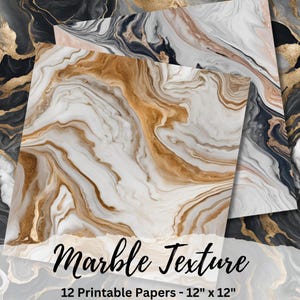 Marble Textures Digital Paper Pack 12"x12", Journal Pages, Scrapbook ...
