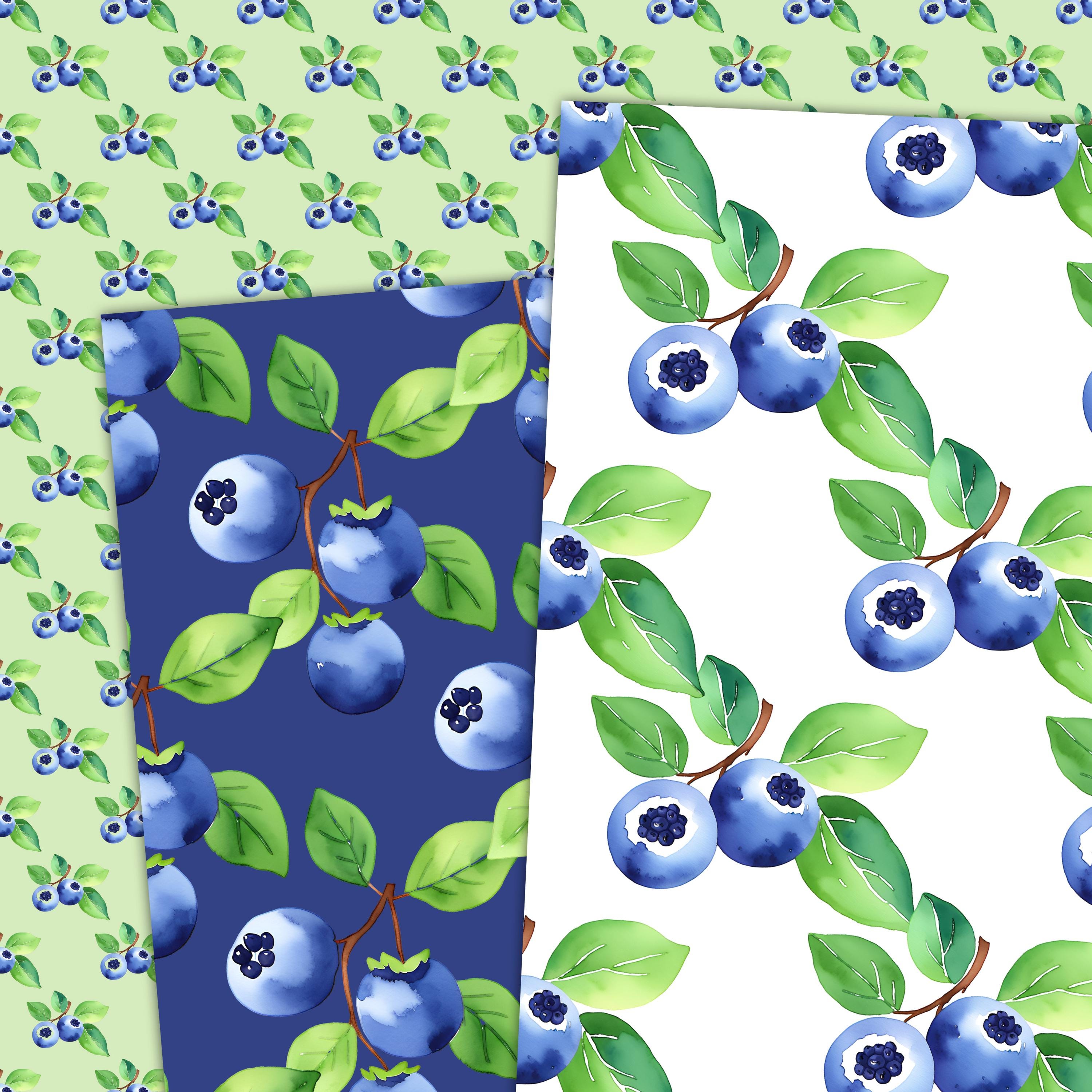 Blueberry Digital Paper, Seamless 12"x12" Scrapbook Paper, Junk Journal ...