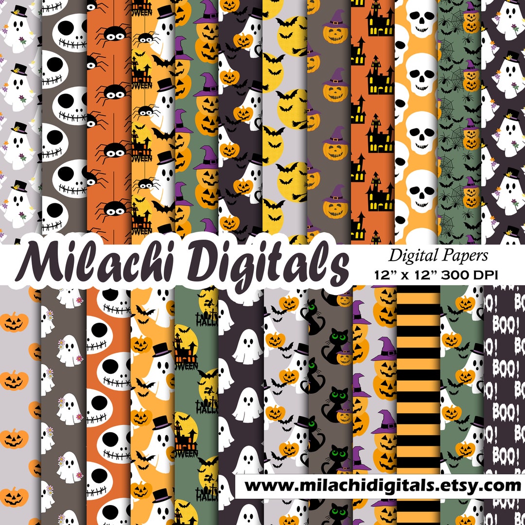 Halloween Digital Paper, Trick or Treat Scrapbook Papers, Seamless ...