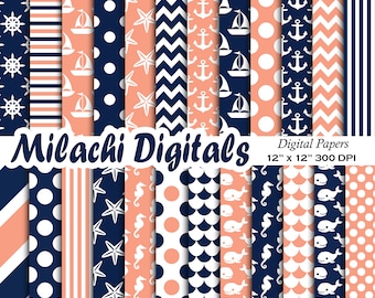 Nautical Digital Paper Scrapbook Papers Wallpaper - Etsy