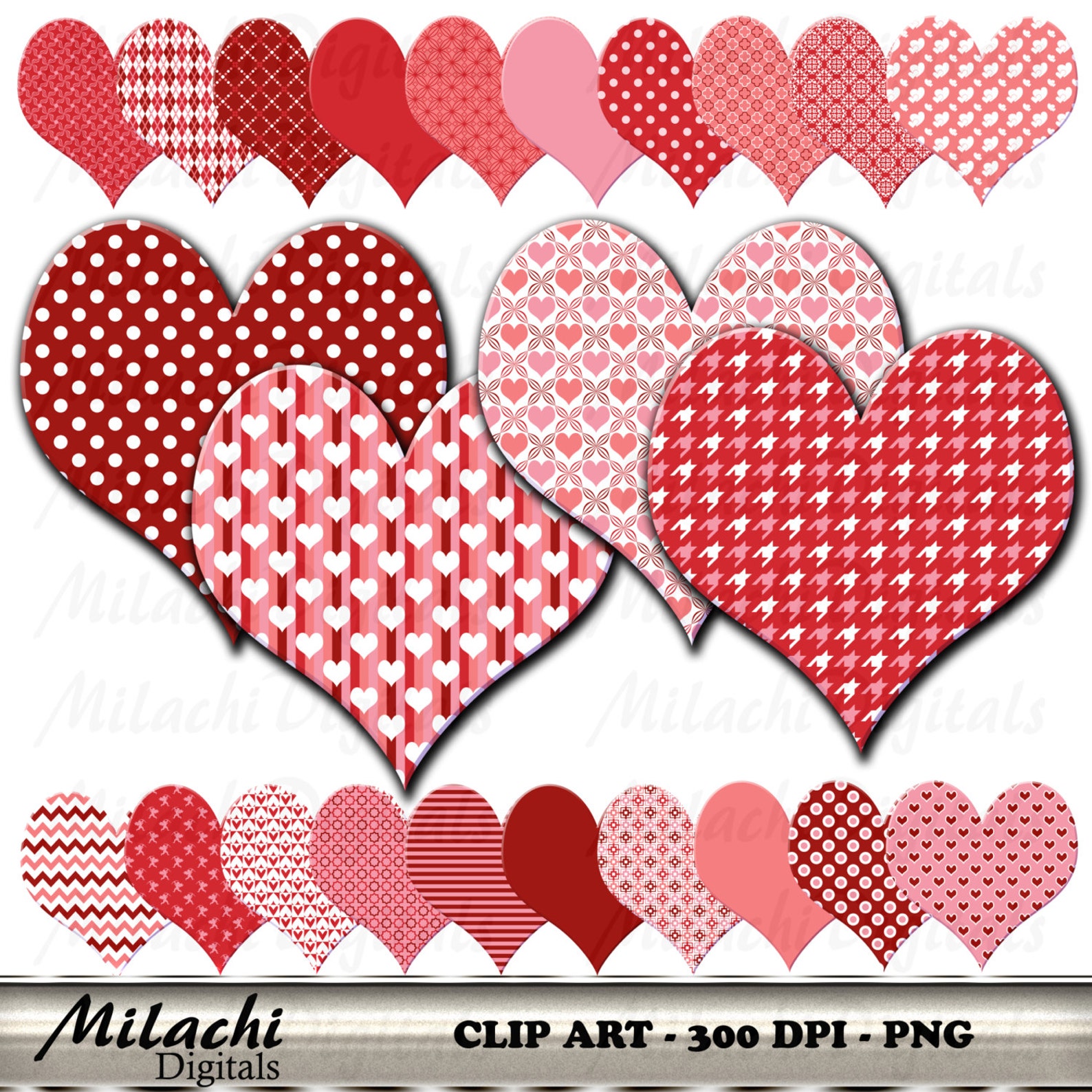 Valentine's Day Hearts Digital Clip Art Commercial Use - Etsy