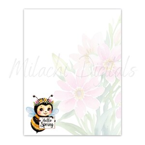Bubble Bee Hello Spring Stationery Printable, PDF Journal Paper ...