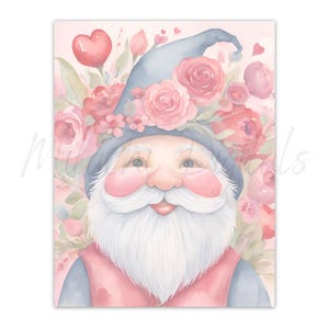 Valentine's Day Gnome Printable Writing Paper Stationery, Digital Paper ...