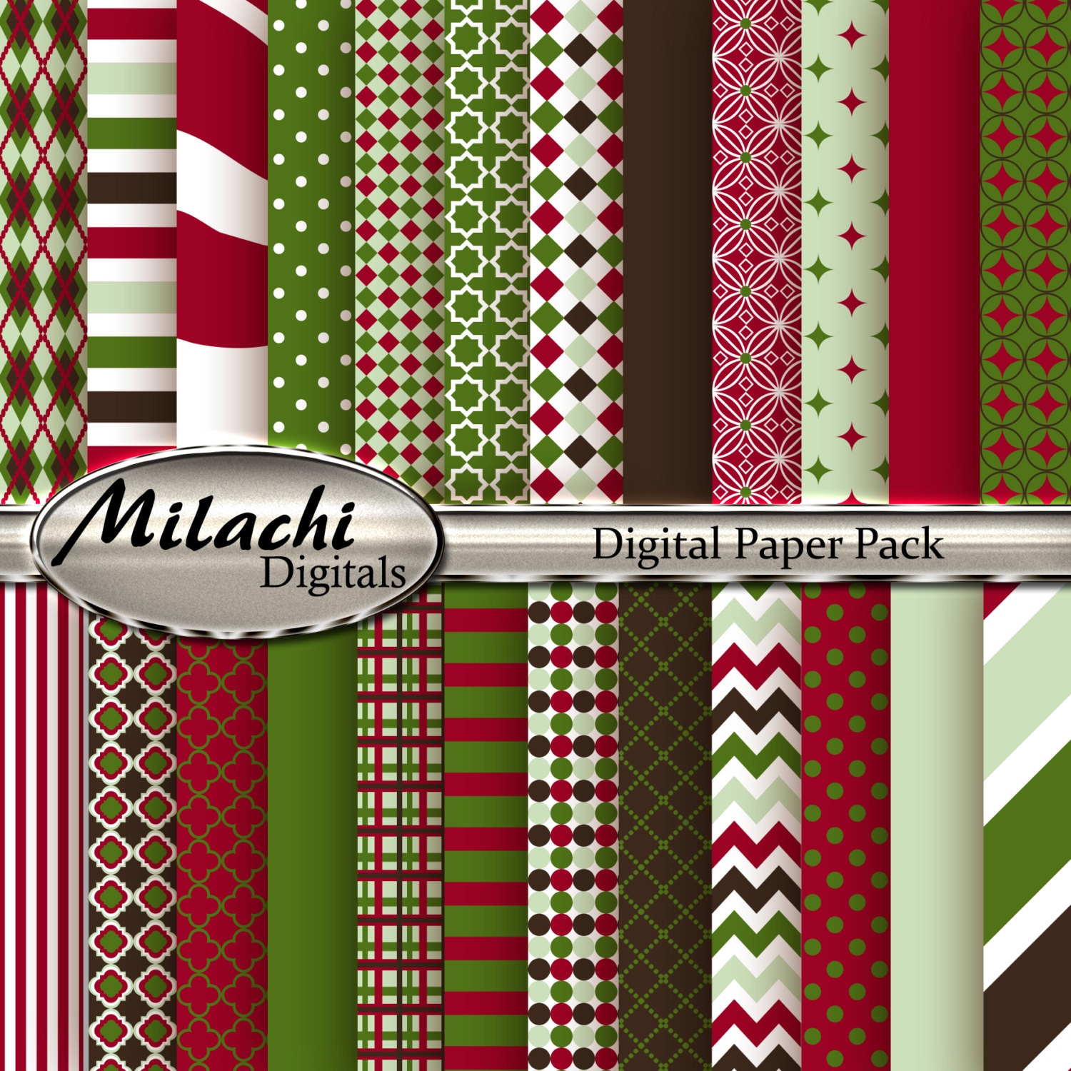 Christmas Digital Paper Pack - Commercial Use - Instant Download - M148 ...