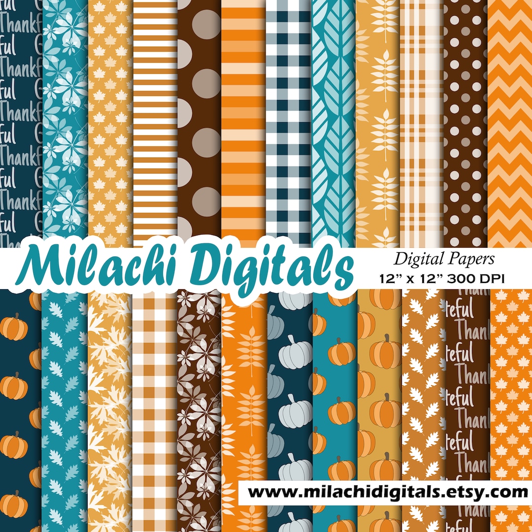Fall Digital Paper Seamless Patterns Thanksgiving Scrapbook Papers ...