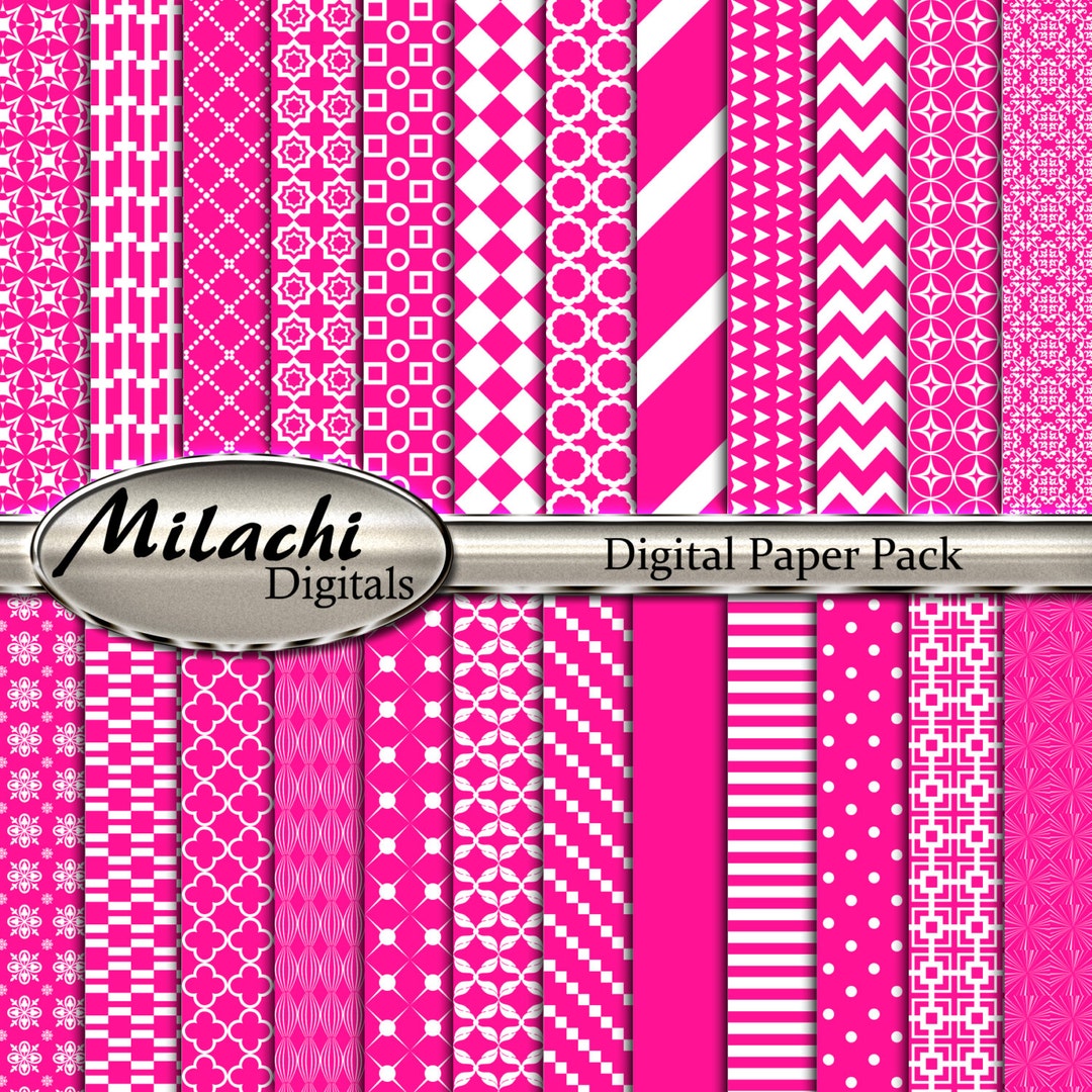 Deep Pink Digital Paper Pack, Scrapbook Papers, Commercial Use ...