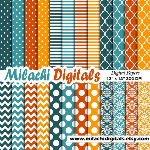 Blue and Green Digital Paper Scrapbook Papers Background - Etsy