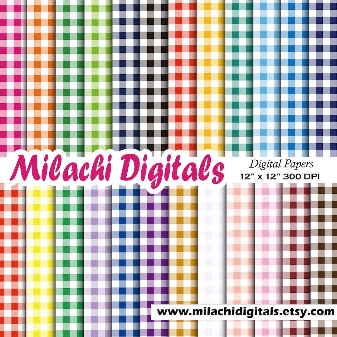 Gingham Digital Paper, Baby Shower Scrapbook Papers, Seamless ...