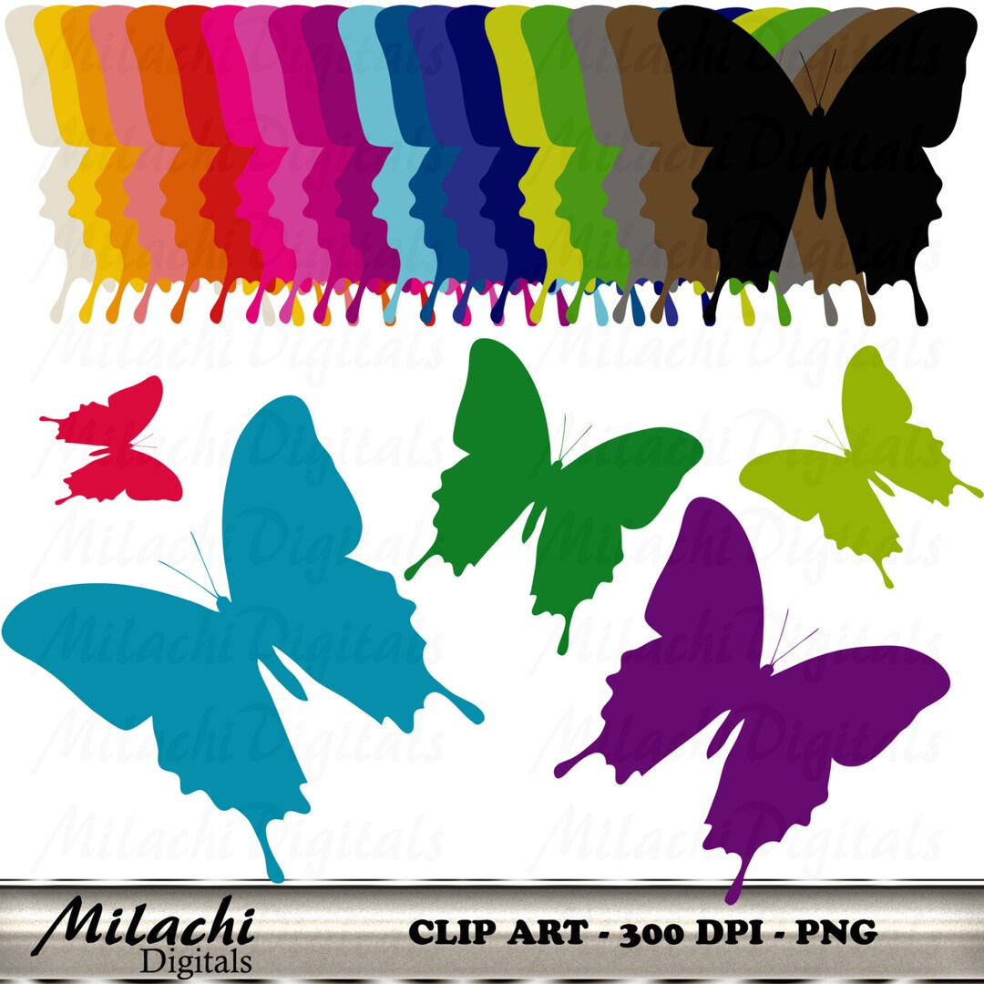 Rainbow Butterflies Digital Clip Art - Commercial Use - Instant ...