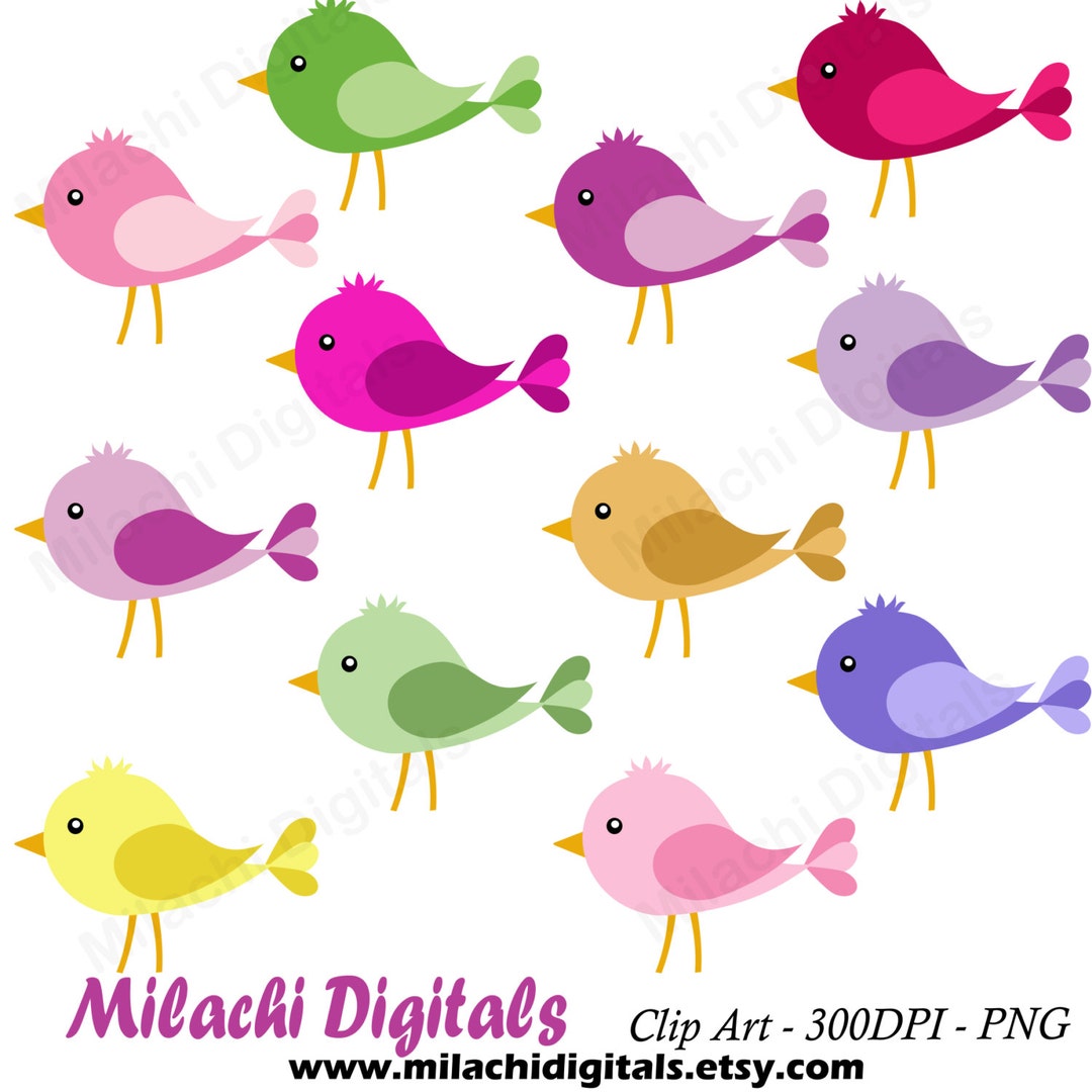 Bird Clipart, Cute Birds Clipart, Vector Graphics, Little Birds Clipart ...