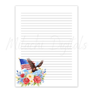 Patriotic Stationery Printable, 4th of July Journal Paper, Letter ...