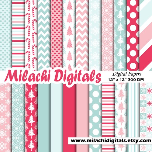 Christmas Digital Paper Holiday Scrapbook Papers Snowflake - Etsy
