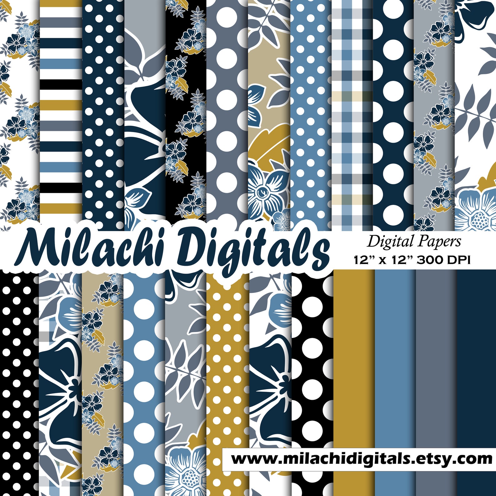 Floral Digital Paper Floral Papers Printable Scrapbook | Etsy