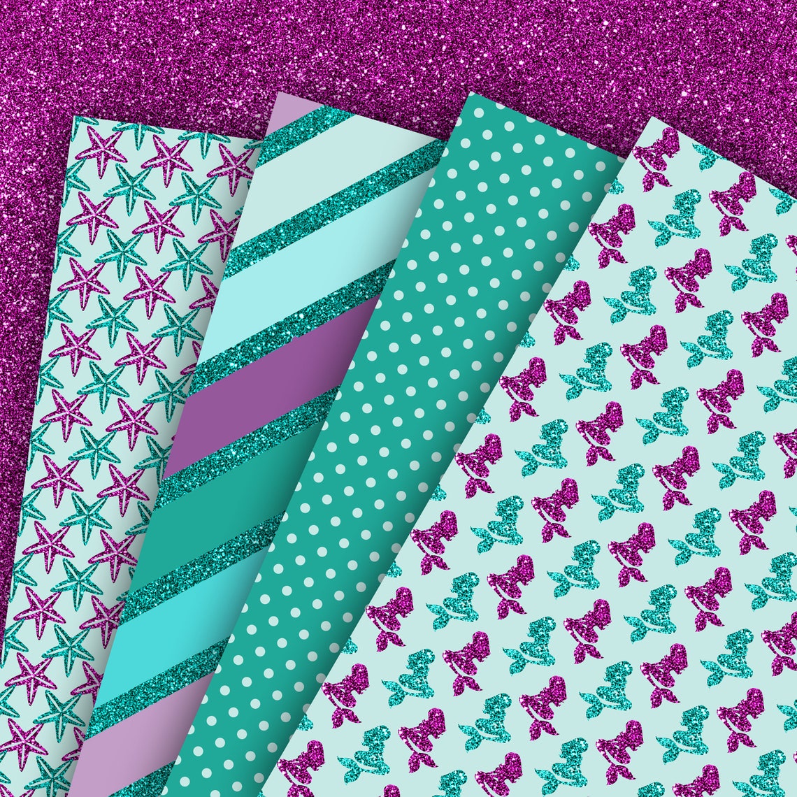 Mermaid Digital Paper Princess Scrapbook Papers Scales - Etsy
