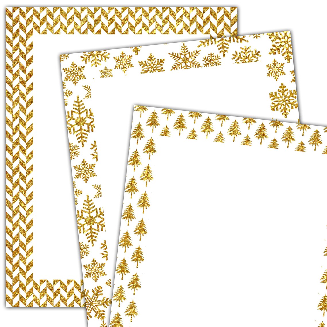 Printable Gold Christmas Stationery Letter Paper Christmas Journal ...