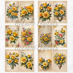 Yellow Roses Junk Journal Paper Printable, Scrapbook Paper, Floral Junk ...