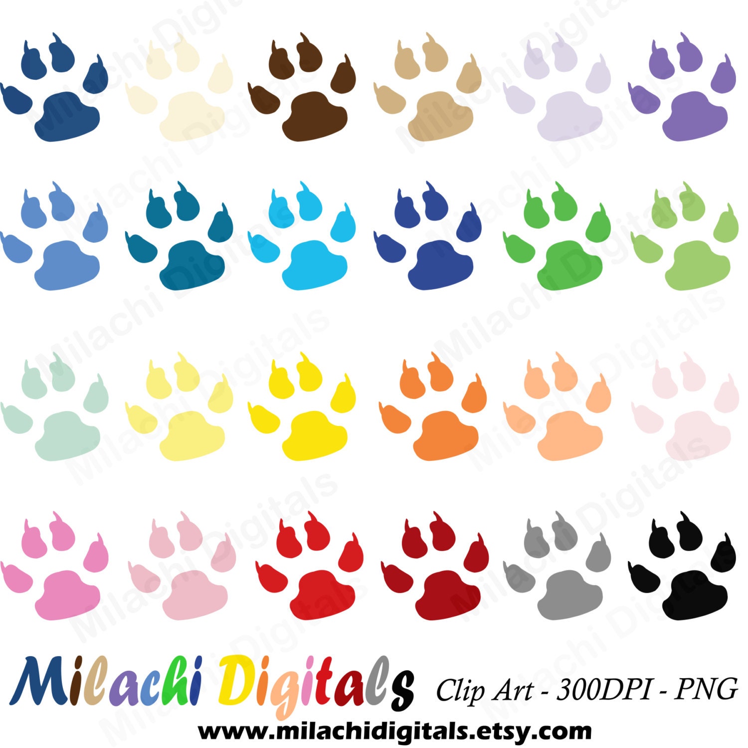 Dog Print Clipart Paw Print Clip Art Dog Clipart Commercial - Etsy