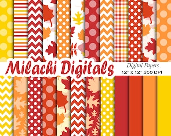 Fall Digital Paper Thanksgiving Scrapbook Papers Leaf | Etsy
