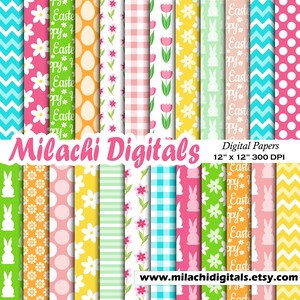 Easter Digital Paper, Easter Bunny Scrapbook Papers, Seamless ...