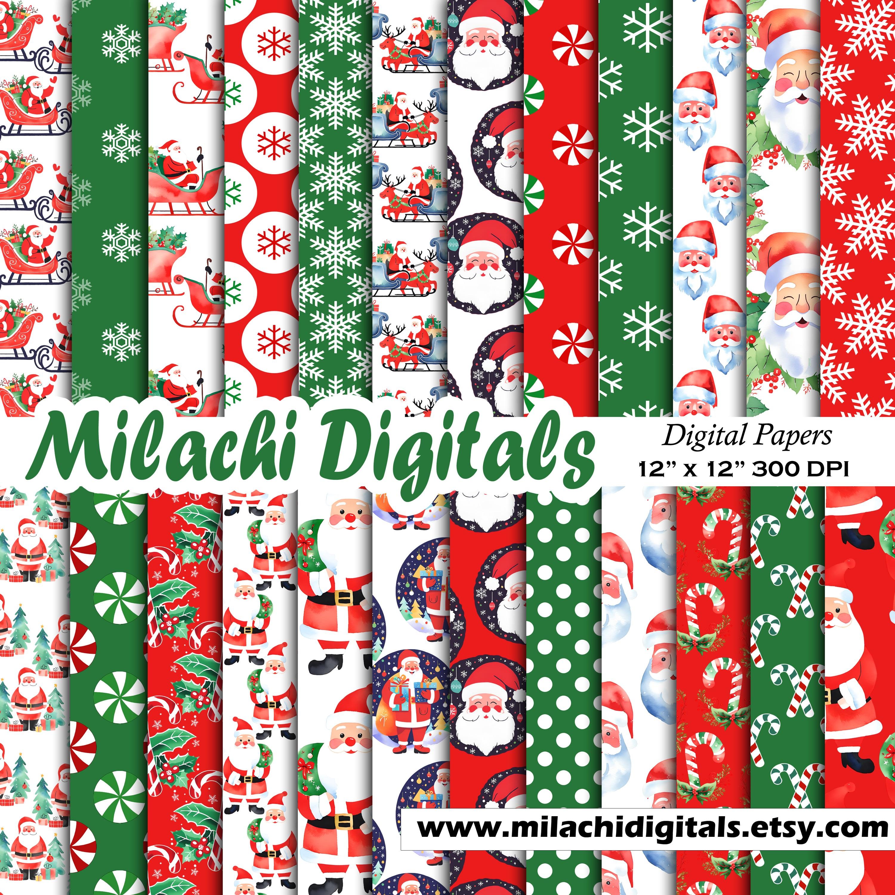 Christmas Digital Paper, Seamless Pattern, 12"x12" Scrapbook Paper ...