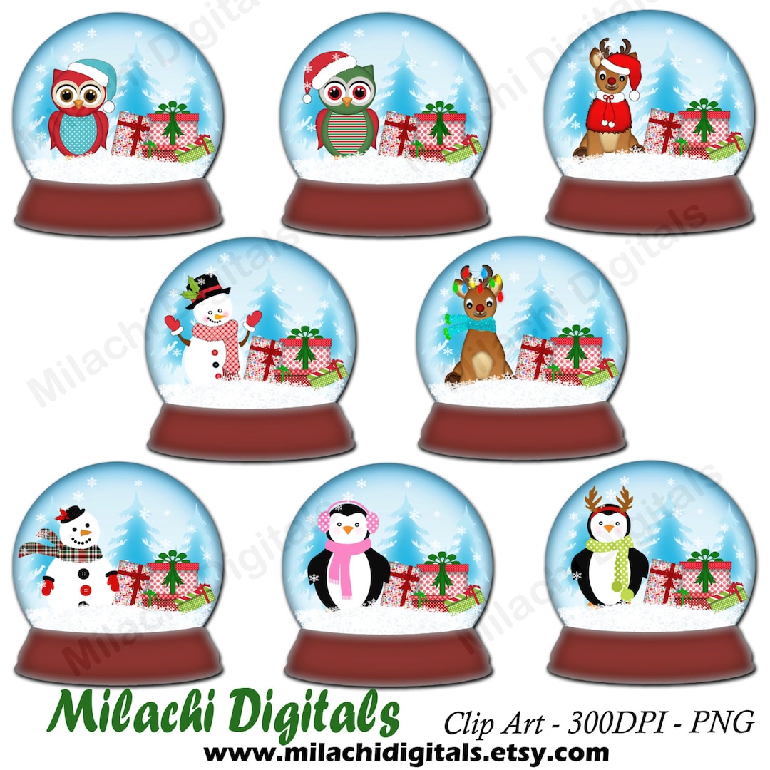 Christmas Snow Globe Clipart, Holiday Clipart, Vector Graphics ...