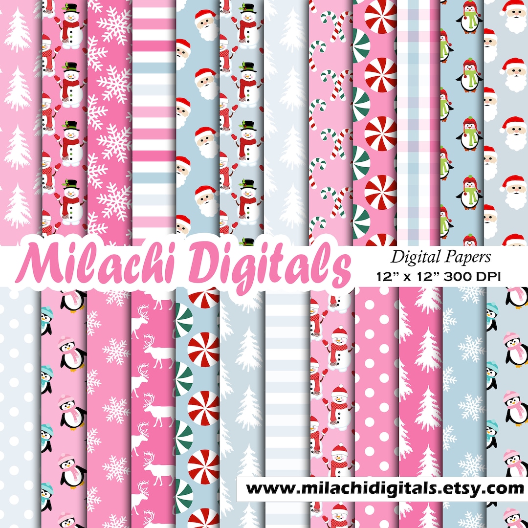 Christmas Digital Paper Pack, Holiday Scrapbook Papers, Seamless ...