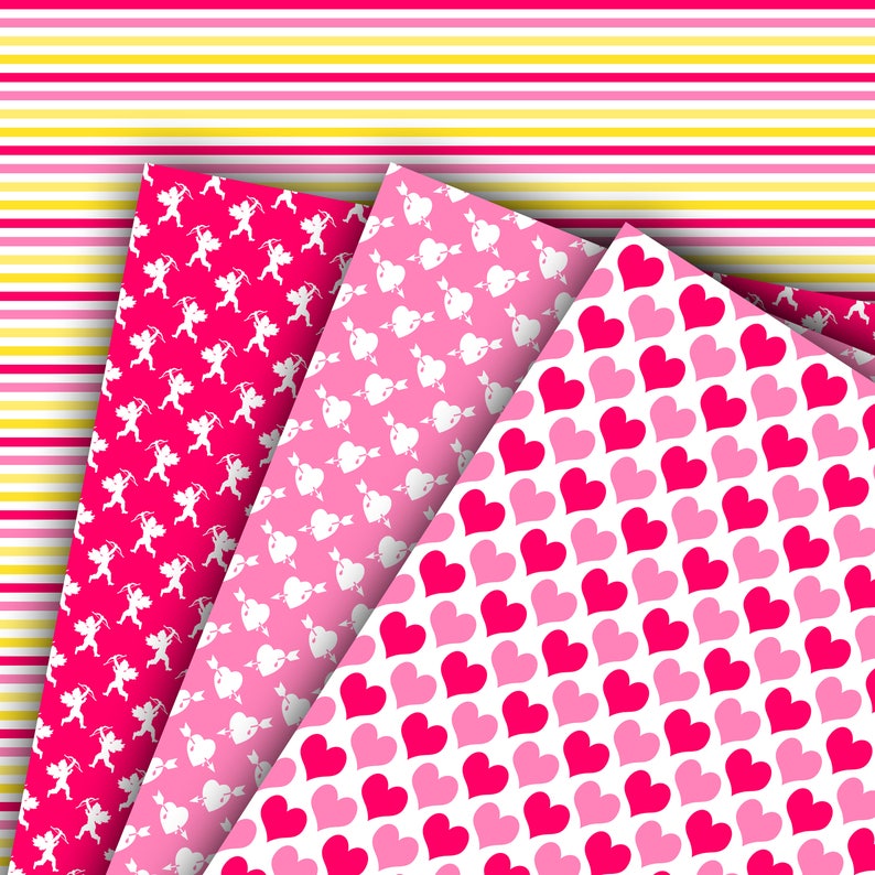 Valentine Digital Paper, Valentine's Day Scrapbook Papers, Hearts ...