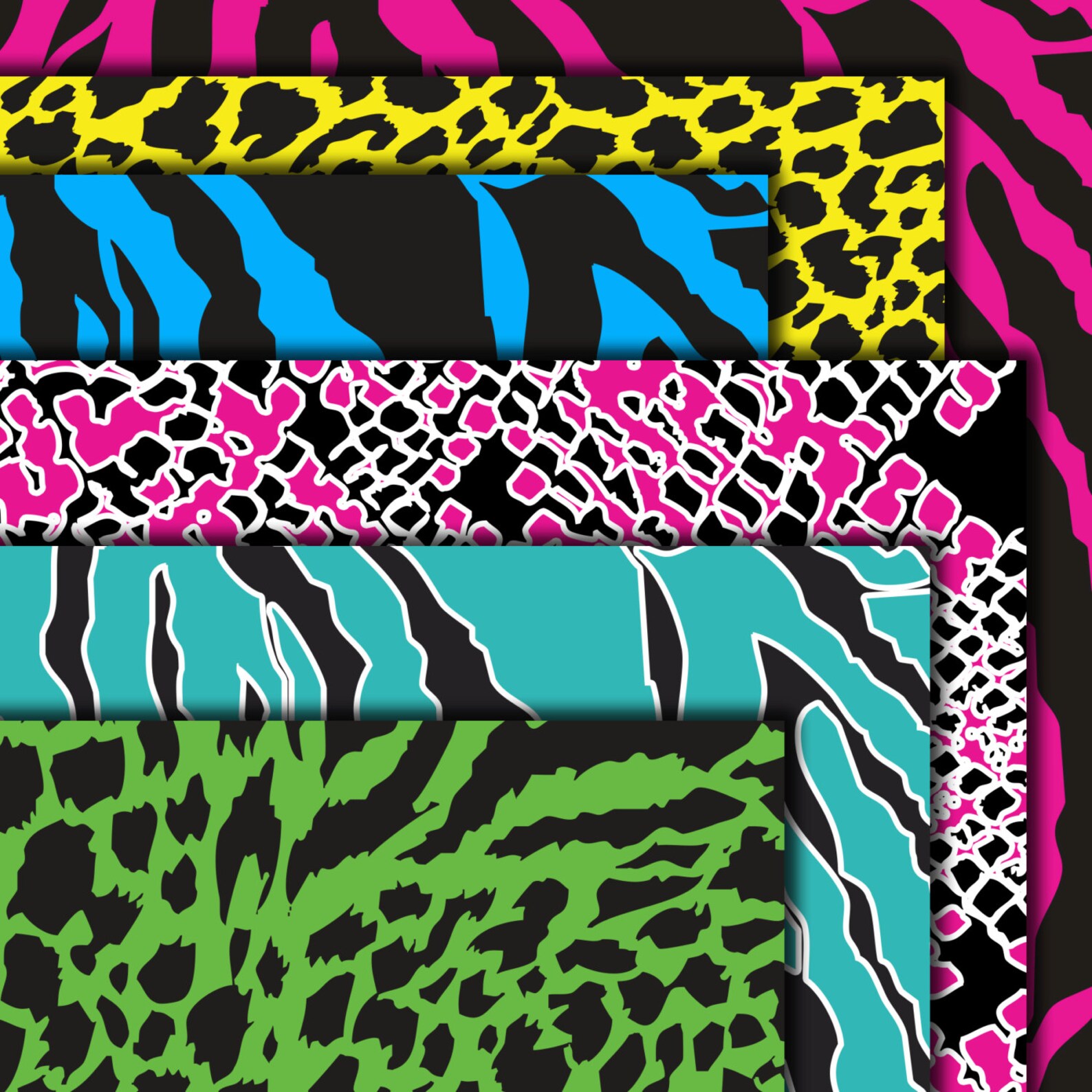 Safari Digital Paper Wild Animal Print Safari Zebra Cow | Etsy