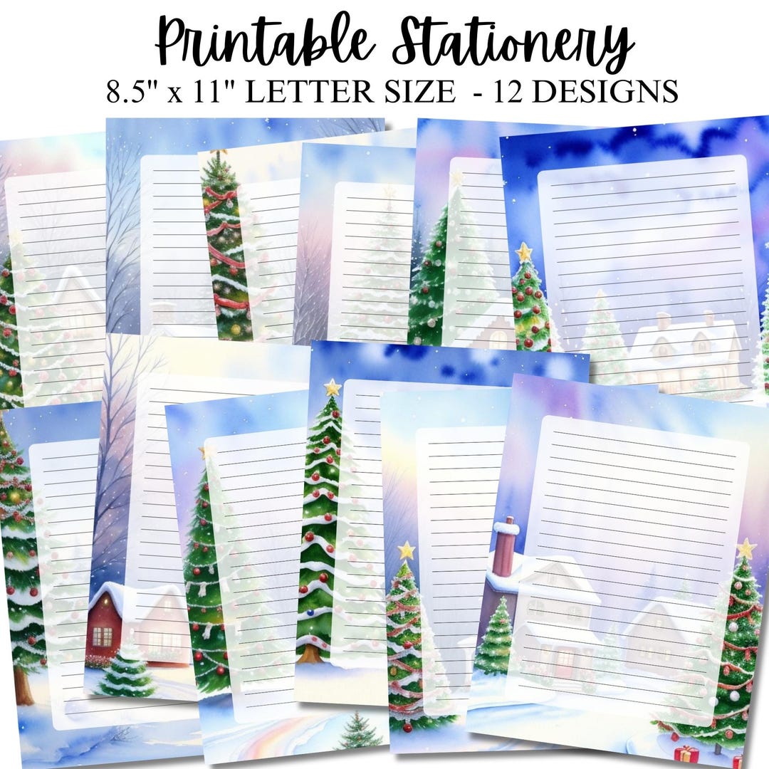 Printable Lined Christmas Writing Paper Stationery, Printable ...