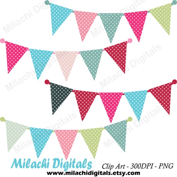 Polka Dots Bunting Banner Clipart Scrapbooking Card Making | Etsy