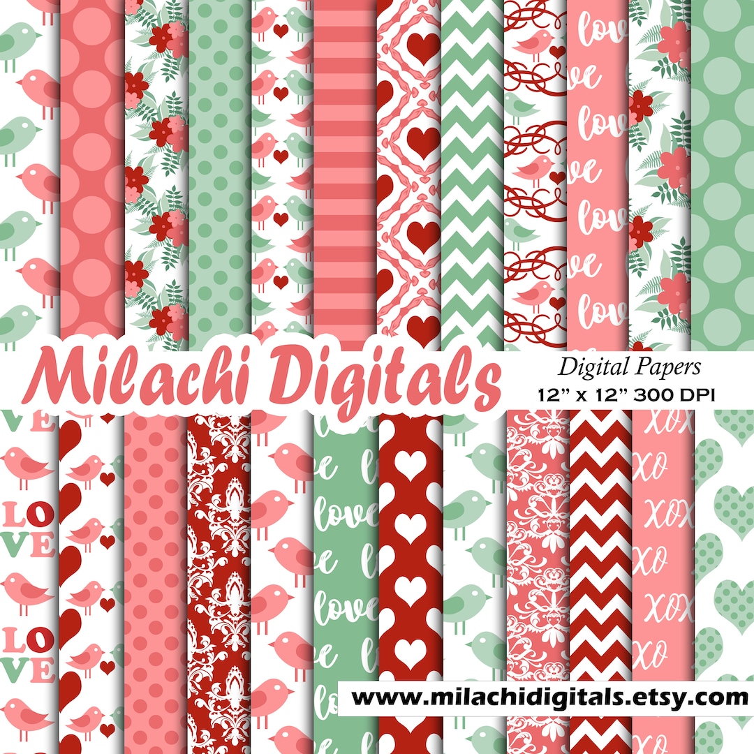 Valentine Digital Paper Valentine's Day Scrapbook Papers Cupid ...
