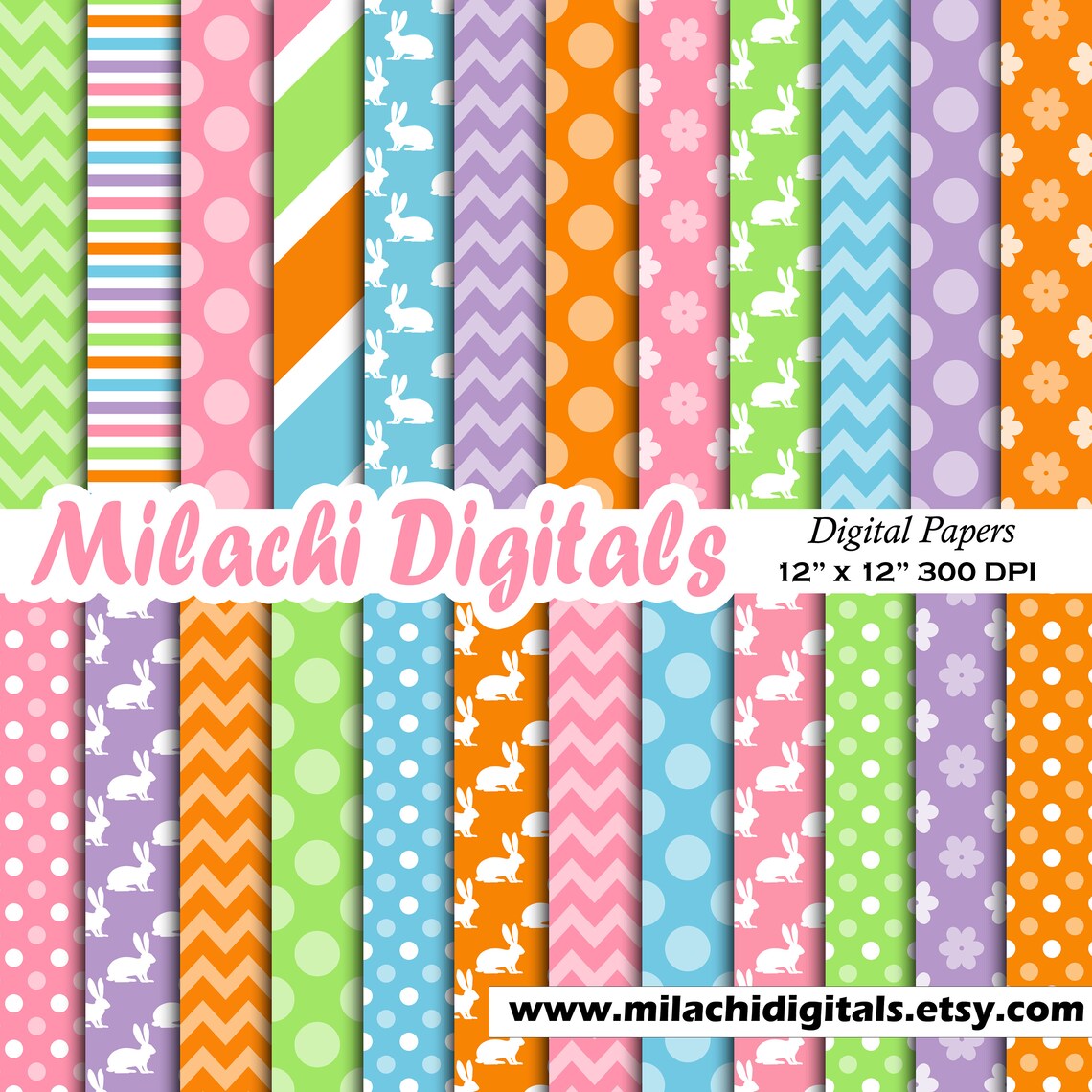 Easter Digital Paper Bunny Scrapbook Papers Wallpaper - Etsy
