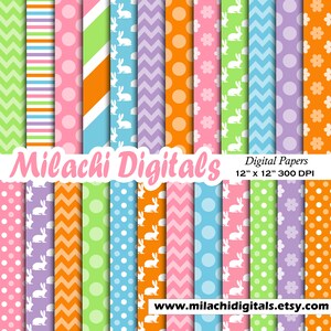 Easter Digital Paper, Bunny Scrapbook Papers, Wallpaper, Spring ...