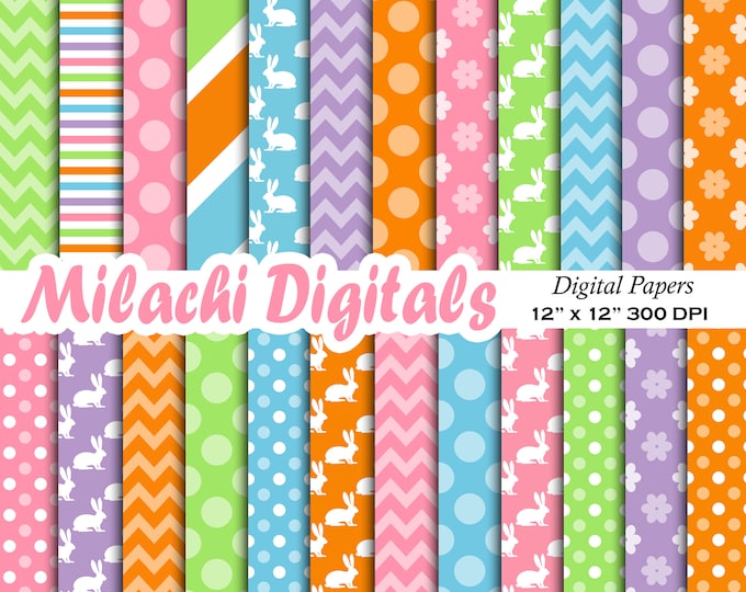 Easter Digital Paper Bunny Scrapbook Papers Wallpaper - Etsy
