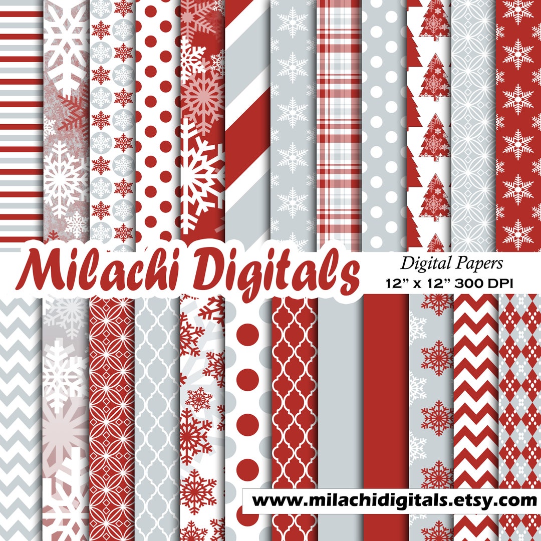 Christmas Digital Paper, Holiday Scrapbook Papers, Snowflake Wallpaper ...