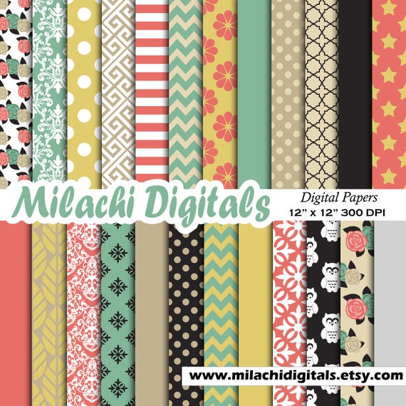Retro Colors Digital Paper Printable Scrapbook Paper Wallpaper - Etsy