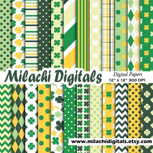 St. Patrick's Day Digital Paper Scrapbook Papers - Etsy