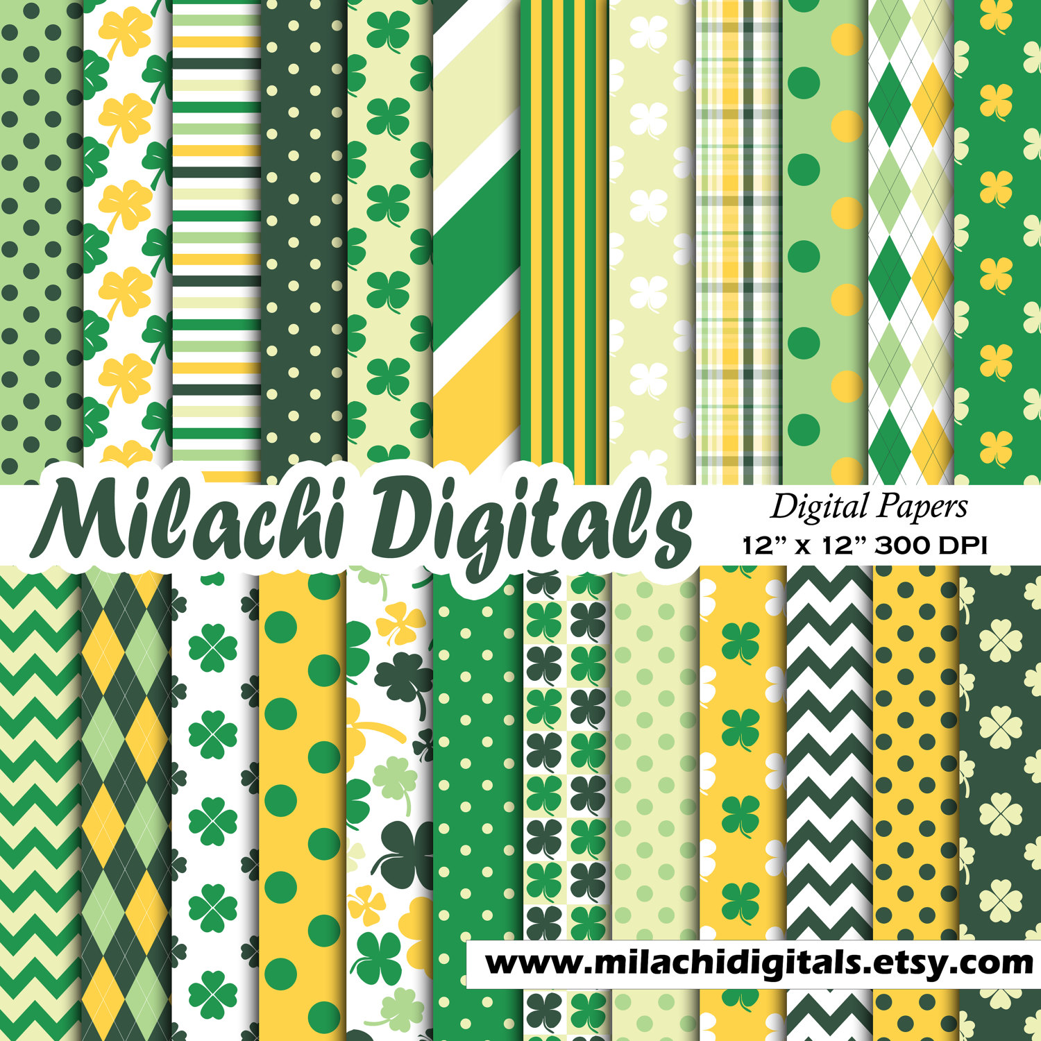 St. Patrick's Day Digital Paper, Patrick's Day Scrapbook Papers, Four ...